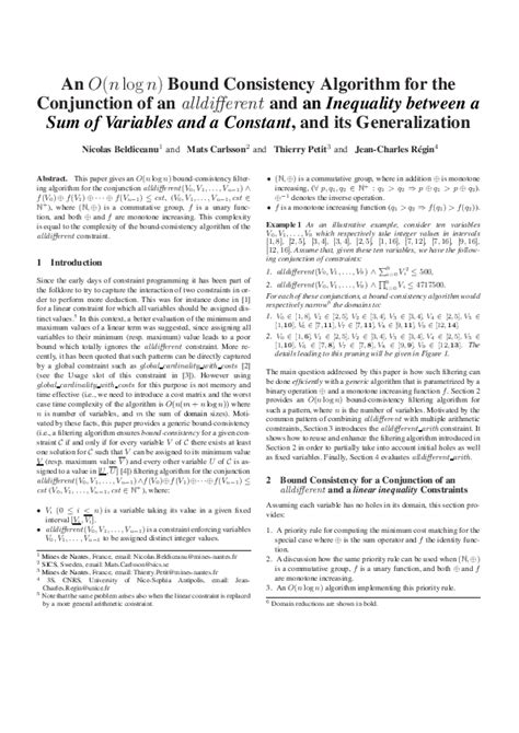 pdf an o nlog n bound consistency algorithm for the conjunction of