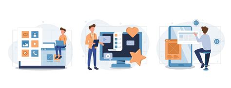 App Development Concept Set Developers Write Code Testing Create