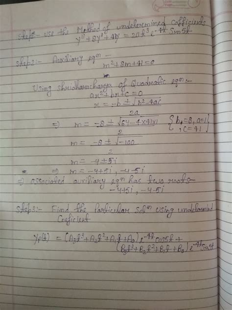 Solved Using The Method Of Undetermined Coefficients Determine The