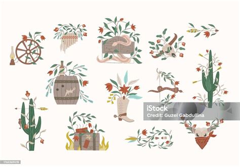 빈티지 서양 목조 술집 문 뱀 식물 화살 두개골 Boho 버팔로 두개골 Wal Art Tattoo Banner에 대 한 식물 요소 텍사스에 대한 스톡 벡터 아트 및 기타