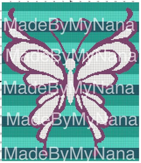 Butterfly Graph Pattern Crochet Knit Cross Stitch Etsy