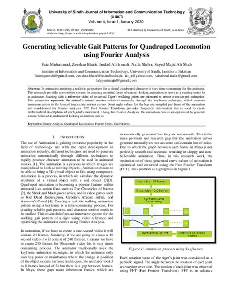 Pdf Generating Believable Gait Patterns For Quadruped Locomotion Using Fourier Analysis Faiz