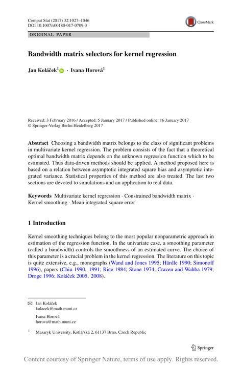 Bandwidth Matrix Selectors For Kernel Regression Request Pdf
