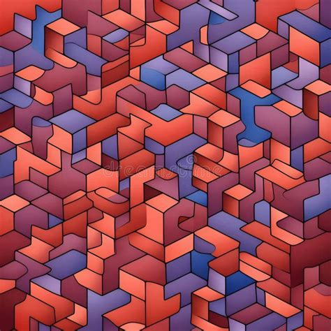 Seamless Pattern With Abstract 3d Cubes Vector Illustration Stock Vector Illustration Of