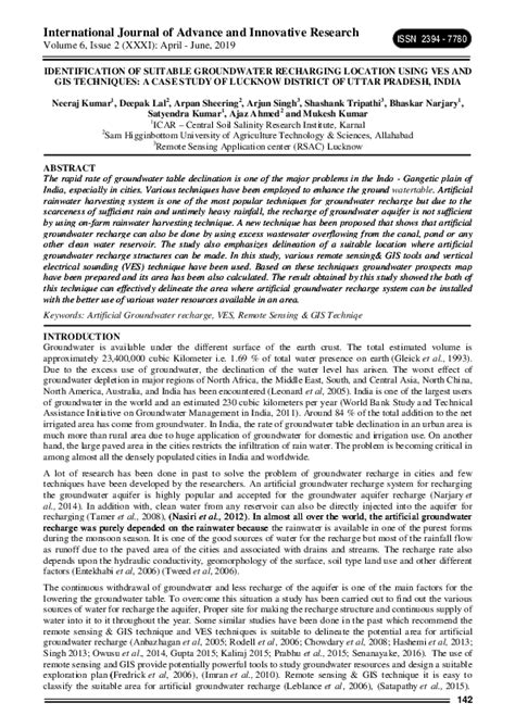 Pdf Identification Of Suitable Groundwater Recharging Location Using Ves And Gis Techniques A
