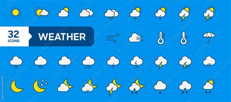 Weather Icons Pack In Line Style Weather Line Icon Set Isolated Clouds Logo And Sign Vector