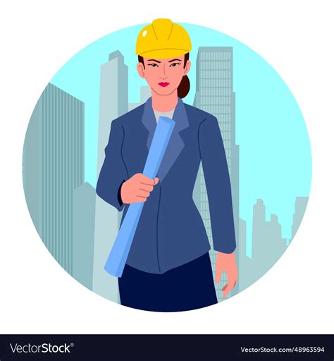Female Architect Confidently Holding A Blueprint Vector Image
