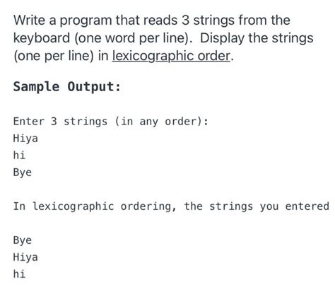 Solved Write A Program That Reads 3 Strings From The