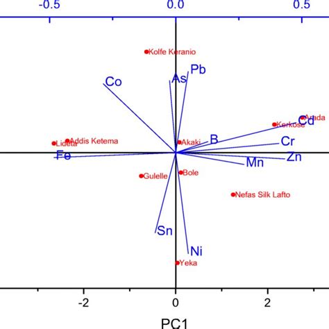 Biplot Of Scores And Loading Matrices For The First Two Pcs Of Pm10
