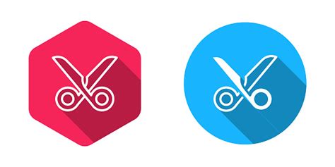 채워지고 윤곽선이 있는 Scissors 아이콘은 긴 그림자 배경으로 격리되어 있습니다 절삭 공구 표시 벡터 가득 찬에 대한 스톡 벡터 아트 및 기타 이미지 Istock