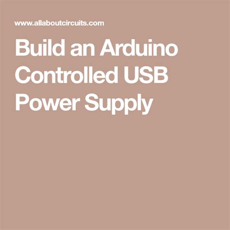 Arduino Controlled Usb Power Supply