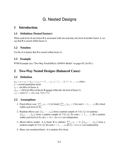 Nested Designs Design Of Experiments I Stat 6640 Docsity