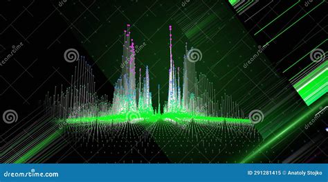 Abstract Background Graph From Lines And Color Dots With Blurred Lines
