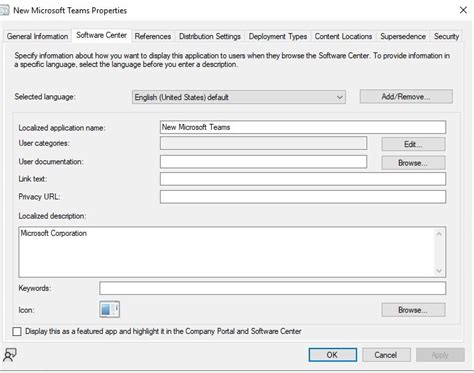 create the new microsoft teams package in sccm and intune