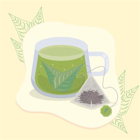 찻잔과 티백 프리미엄 벡터