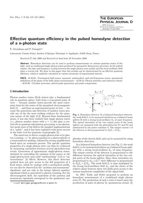 Pdf Effective Quantum Efficiency In The Pulsed Homodyne Detection Of