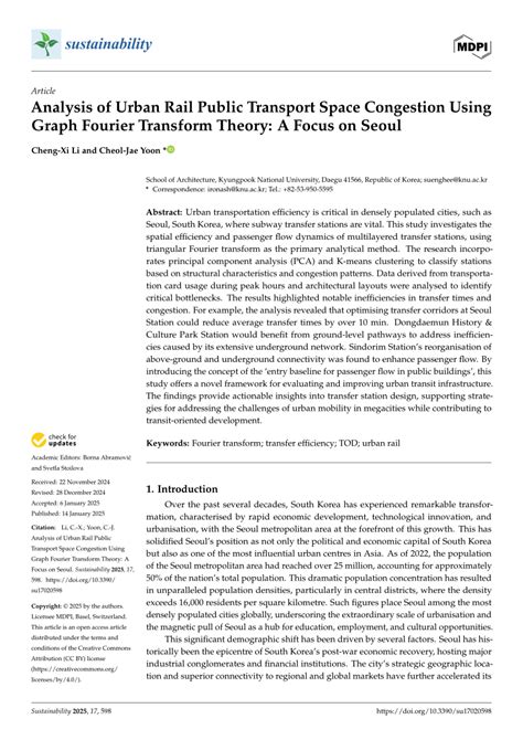 Pdf Analysis Of Urban Rail Public Transport Space Congestion Using Graph Fourier Transform