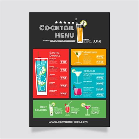 5 페이지 칵테일 메뉴판 양식 이미지 Freepik에서 무료 다운로드