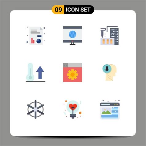 Group Of Modern Flat Colors Set For Setting Web Fabrication Weather Nature Editable Vector