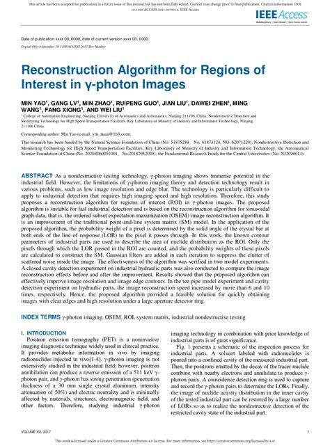 Pdf Reconstruction Algorithm For Regions Of Interest In γ Photon Images