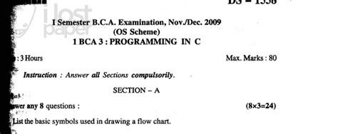 BCA I Sem Programming In C Question Paper 2009