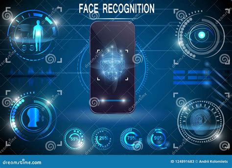 Biometric Identification Or Recognition System Of Person Face Id Set