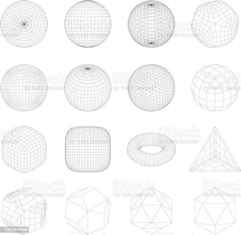 와이어 메쉬 개체입니다 네트워크 선 Hud 디자인 영역입니다 추상적인 3d 아이콘을 설정합니다 구에 대한 스톡 벡터 아트 및 기타 이미지 Istock