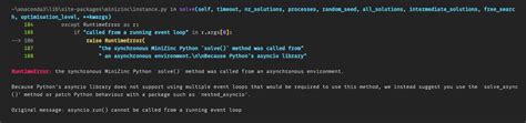 Asyncronous Environment Calling Anaconda Issue MiniZinc Minizinc Python GitHub