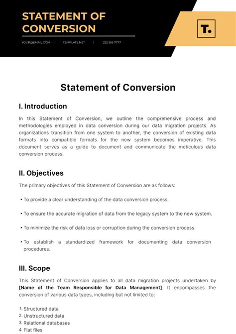 Free Statement Of Conversion Template To Edit Online