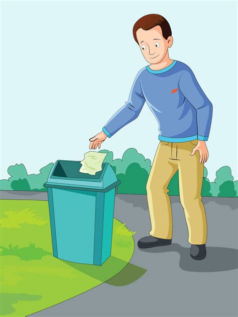 Man Throwing Garbage In A Dustbin 35993944 Vector Art At Vecteezy
