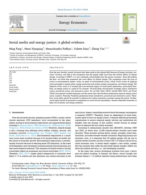 Fang Et Al 2023 Social Media And Energy Justice A Global Evidence