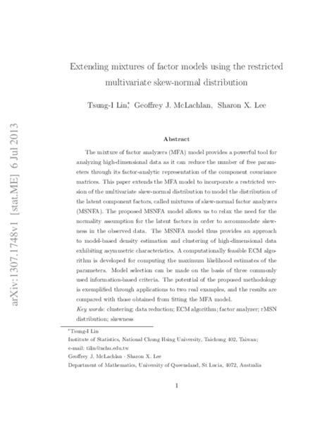 Pdf Extending Mixtures Of Factor Models Using The Restricted