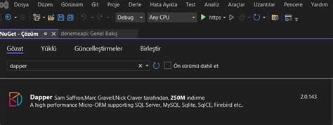dapper framework İle asp core api kullanimi görkem demir