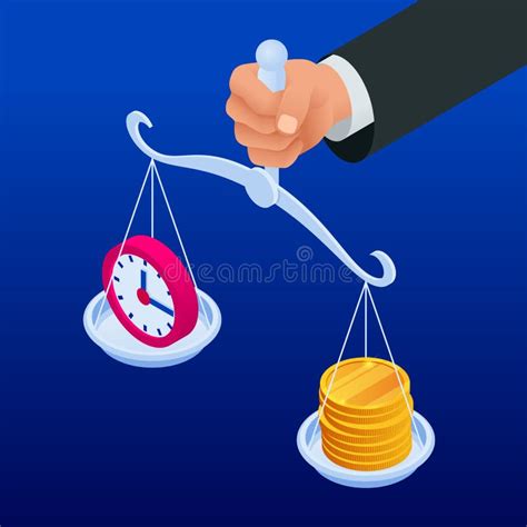 Isometric Time Is Money Concept Concept Save Time Money Saving Stock