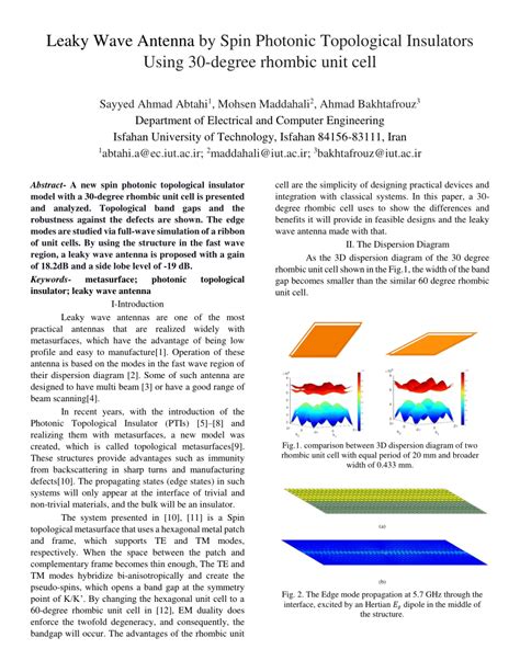 Pdf Leaky Wave Antenna By Spin Photonic Topological Insulators Using