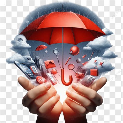 손에 투명한 배경 위에 구름과 빨간 우산이 있는 3차원 사진 손에 구름과 빨간 우산이 있는 3차원 사진 투명한 배경에 만화 Png 일러스트 및 이미지 에 대한 무료