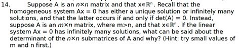 Solved 14 Suppose A Is An Nxn Matrix And That Xer Recall