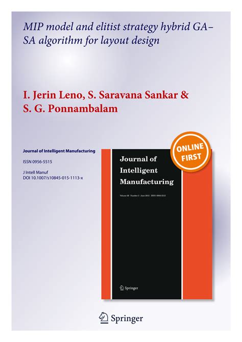 Pdf Mip Model And Elitist Strategy Hybrid Gasa Algorithm For Layout