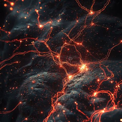 Glowing Neural Network Visualization With Abstract Electric Currents Stock Image Image Of