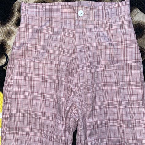 Pink Checkered Dress Pants This Material Ankle Cut Depop