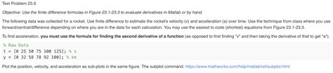 Solved Objective Use The Finite Difference Formulas In