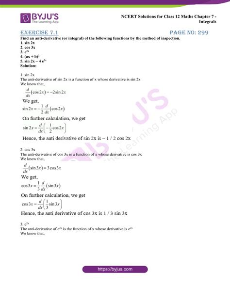 Ncert Solutions For Class 12 Maths Exercise 7 1 Chapter 7 Integrals