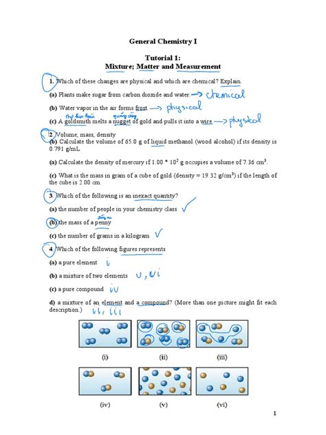 Tutorial 1 1 Pdf Density Water