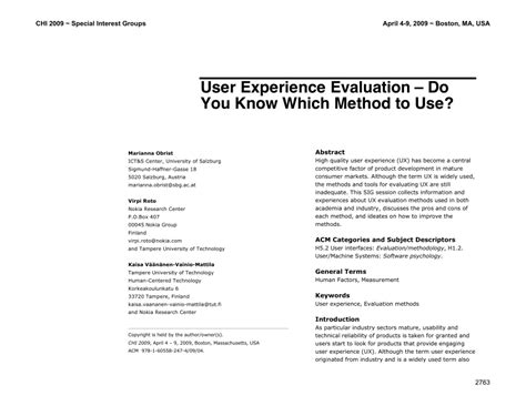 Pdf User Experience Evaluation Do You Know Which Method To Use