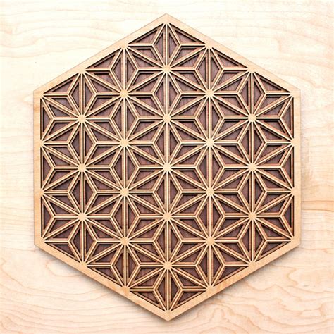 Asanoha Pattern 18 Or 22 Three Layer Wood Wall Art Etsy