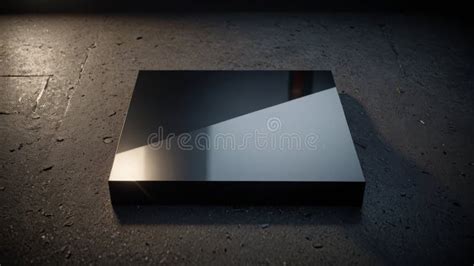 Glossy Rectangular Block Reflecting Light On A Textured Floor In A Dim Setting Stock Image