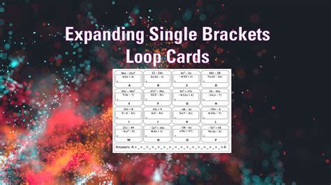 Expanding Single Brackets Loop Cards Teaching Resources