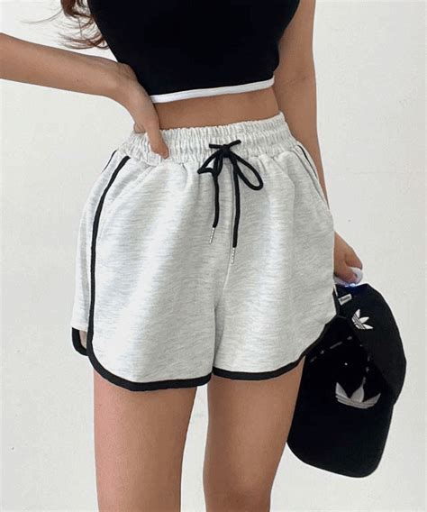 11할인 돌핀 배색 3부 반바지 하프 트레이닝 밴딩 팬츠 여름 신상 쫀쫀 스트링 에이블리