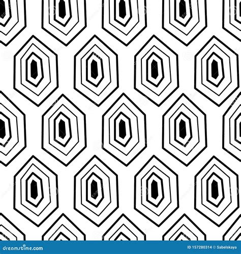 Seamless Pattern With Monochrome Ornament Of Turtle Shell Stock Vector