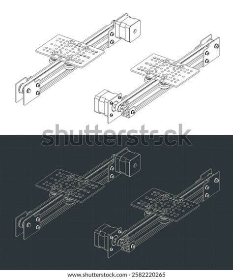 Belt Driven Linear Actuator Isometric Blueprints Stock Vector Royalty Free 2582220265